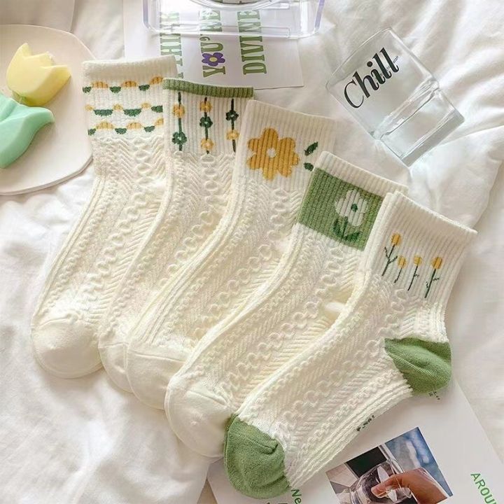 5 pairs of women's and men's fashionable mid tube socks, women's Korean ...