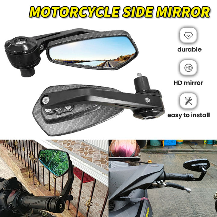 PMShop Motorcycle Bar End Side Mirror Carbon Design CNC Billet Aluminum ...