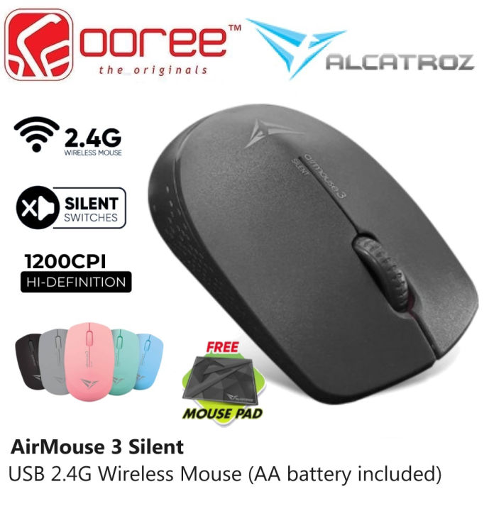 ALCATROZ AIRMOUSE 3 SILENT USB 2.4G WIRELESS MOUSE 1200 CPI / 3 BUTTON ...