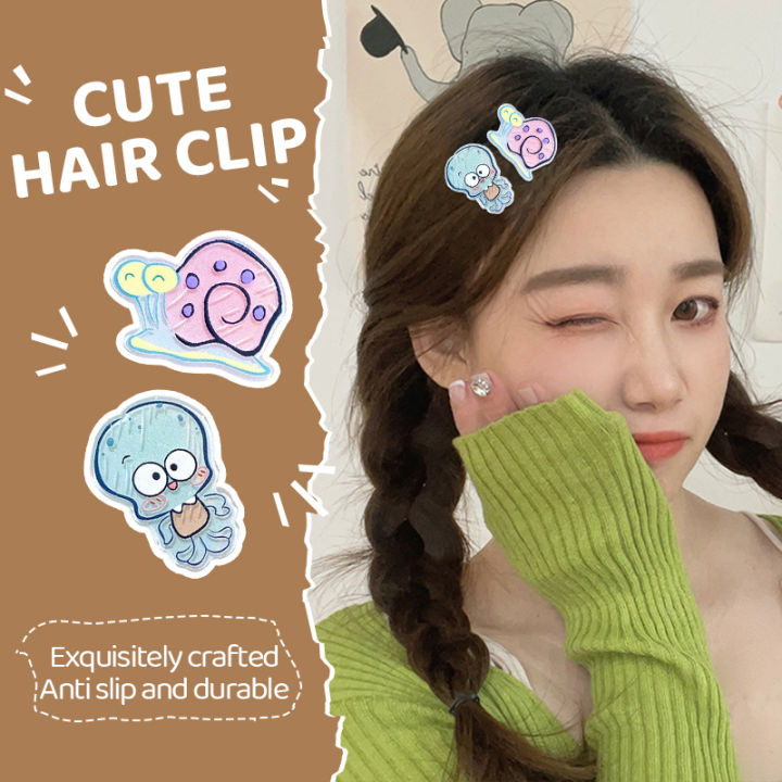 Cartoon SpongeBob Cute Hairpin Acrylic Duckbill Clip Student Bang Side ...