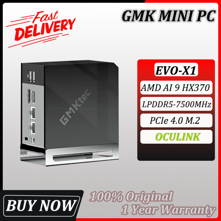GMK EVO-X1 MINI PC AMD Ryzen AI 9 HX 370 Radeon 890M LPDDR5X Windows 11 Pro OCULINK Gaming ...