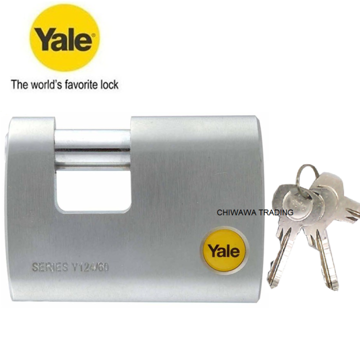 Yale Y124/60/110/1 Brass Rectangular Padlock with Boron Steel Shackle ...