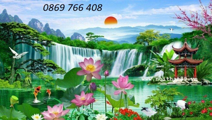 Tranh hoa sen 3D-Gạch tranh ốp tường | Lazada.vn