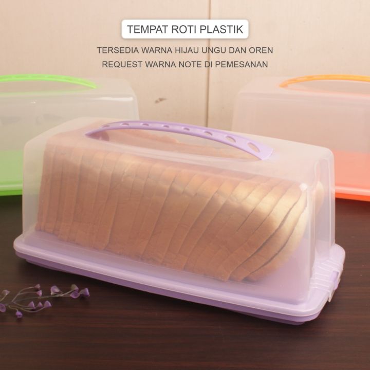 WADAH MAKANAN/TEMPAT ROTI SEGI PANJANG PLASTIK + GAGANG MURAH | Lazada ...