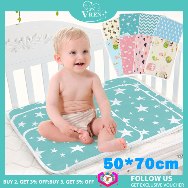 VREN 50*70cm Cute Baby Diaper Changing Mat Infants Portable Foldable ...
