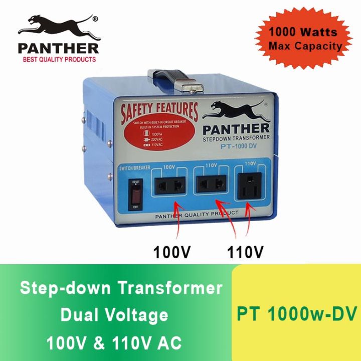 Panther PT 1000w-DV Step-down Transformer DUAL VOLTAGE 1000 Watts ...