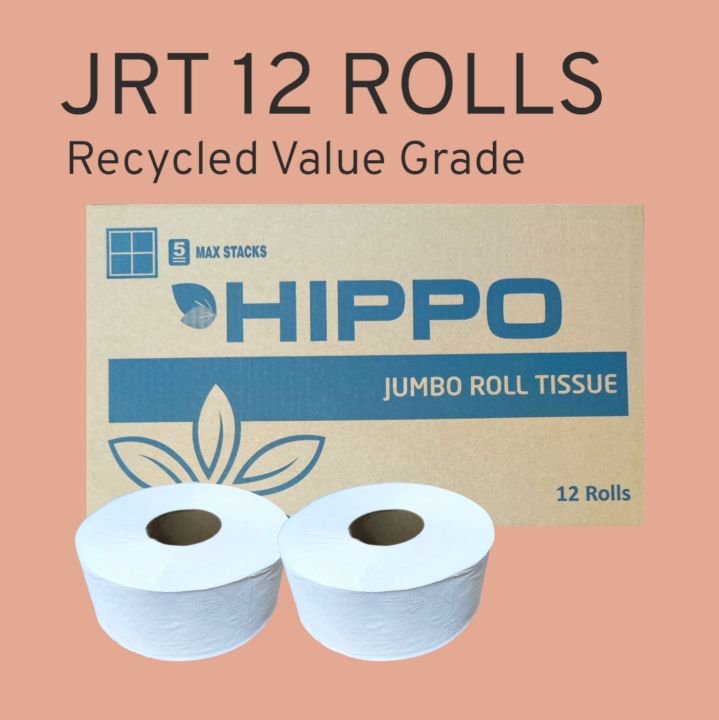 Hippo Jumbo Roll Tissue JRT 12 Rolls Recycled Great Value Thick Quality ...