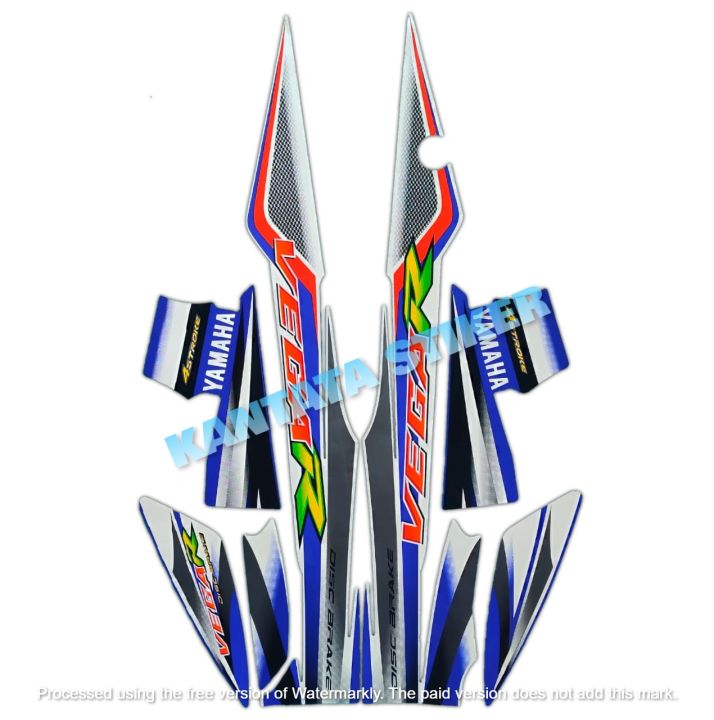 STIKER STRIPING LIS LES BODY MOTOR VEGA R 2004 PUTIH BIRU STANDAR FULL ...