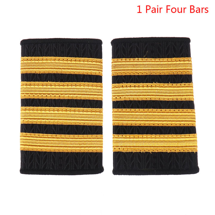 Ditur 1Pair Epaulettes Professional Pilot Uniform Epaulets Gold Stripe ...