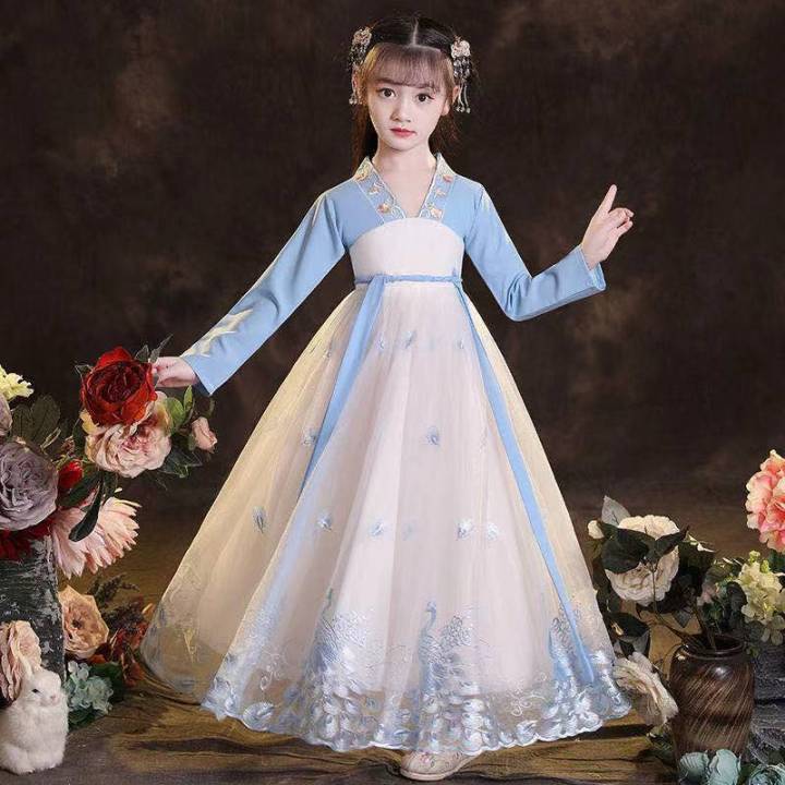 Children hanfu female spring/summer outfit tang suit Chinese wind girls ...