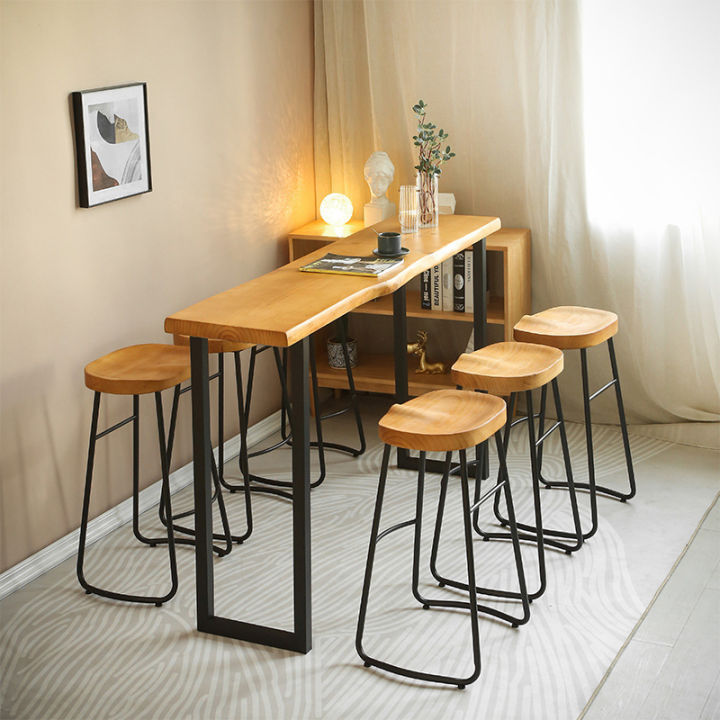 Solid wood bar table, milk tea coffee shop, long narrow table by the ...
