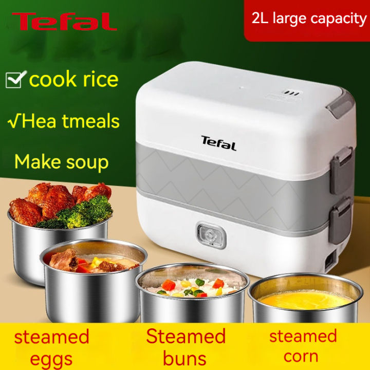 Tefal electric lunch box, keeping heat, heating food quickly, 2 tiers 4 stainless steel tray ...