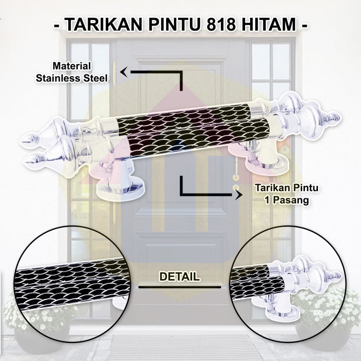 WMS-HANDLE PINTU 818 HITAM CLASSIC STAINLESS STEEL - TARIKAN PINTU ...