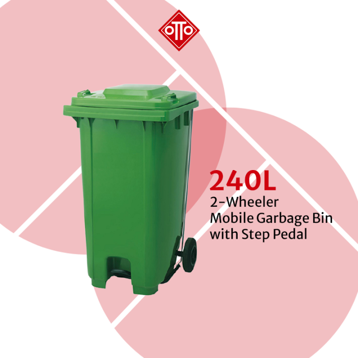 240L OTTO MGB 2-wheeler Garbage Waste Bin/General Bin/Step Pedal/ Pedal ...