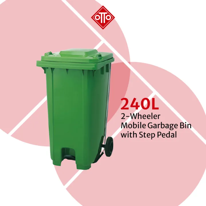 240L OTTO MGB 2-wheeler Garbage Waste Bin/General Bin/Step Pedal/ Pedal ...