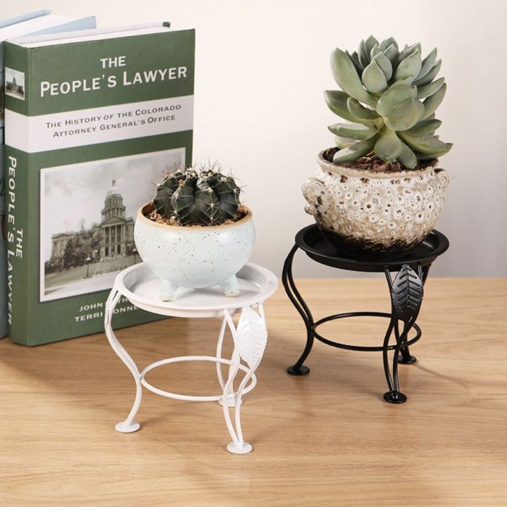 HUGHES White Three-legged Plant Stand Black Iron Art Iron Flower Rack ...