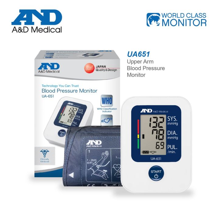 AND เครื่องวัดความดันโลหิตอัตโนมัติ รุ่น UA-651 แถมฟรี Adapter + ปรอท ...
