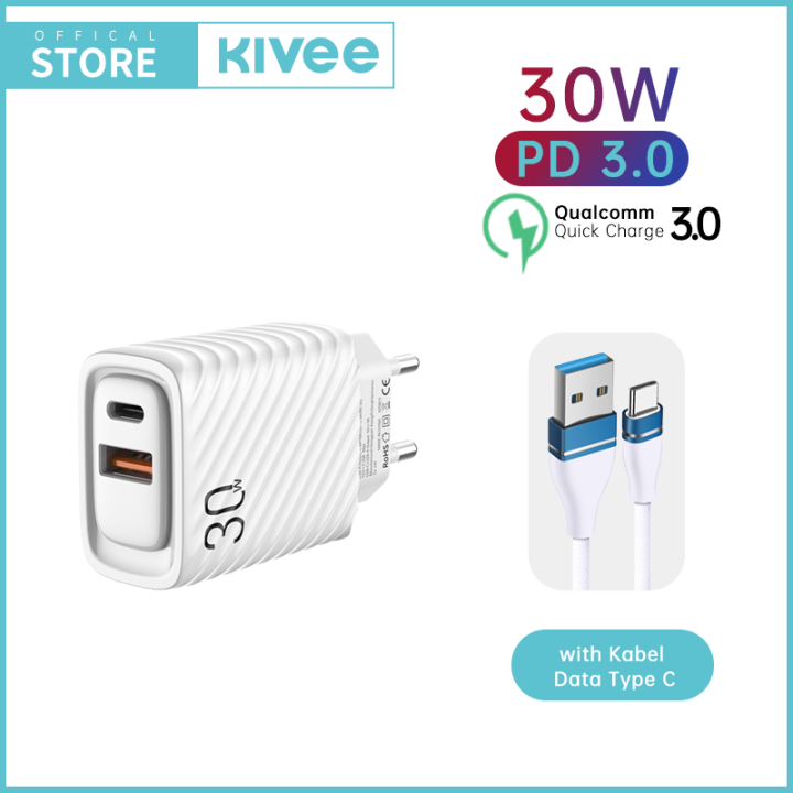 KIVEE Charger Adaptor Fast Charging 30W Kepala Charger Set with Kabel ...