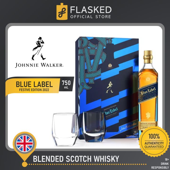 Johnnie Walker Blue Label Whisky Festive Edition 2022 750mL 2 Free ...