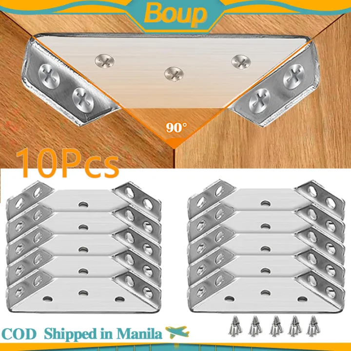 10Pcs Furniture Triangle Support Bracket Stainless Steel Trapeziform ...