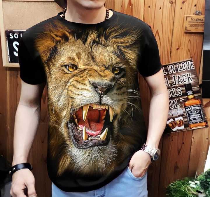 Kaos distro pria motif singa fullprint | Lazada Indonesia