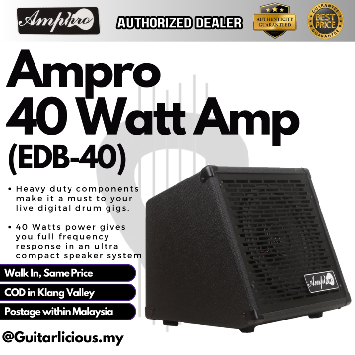 Ampro Bluetooth Electronic Drum Amplifier 40 Watts (40w / EDB-40)Ampro Bluetooth Electronic Drum ...
