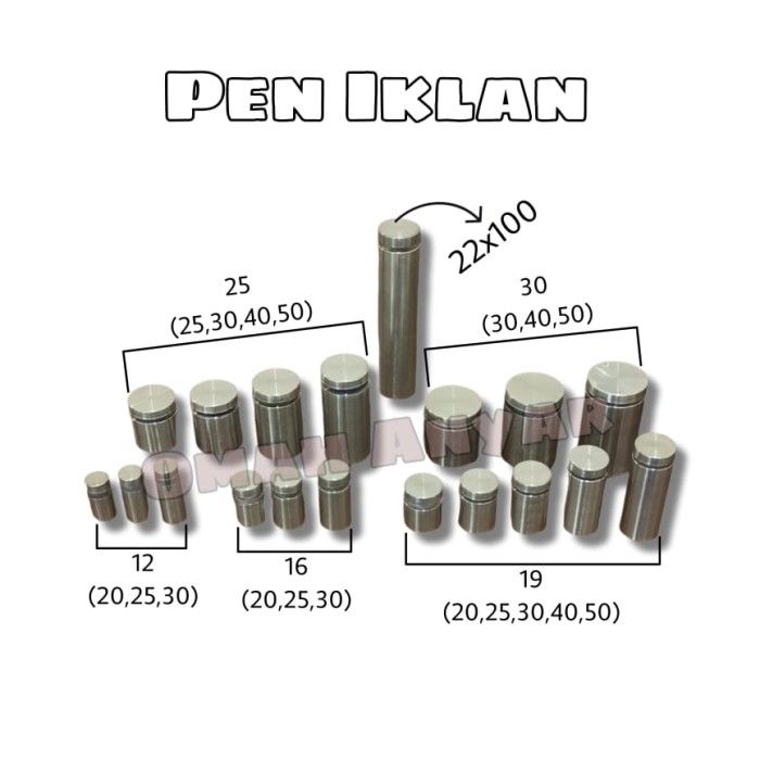 Pen Baut Iklan Kaca Akrilik Sign Board Poster Dinding Reklame Diameter ...
