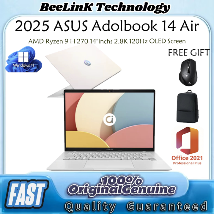 【ASUS Local Warranty】2025 ASUS Adolbook 14 Air AI Laptop | AMD Ryzen 9 ...