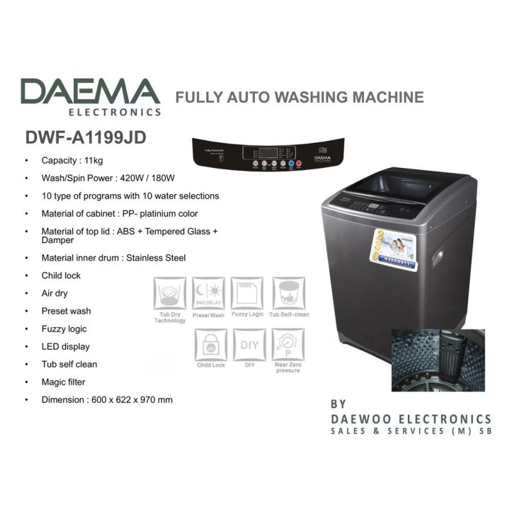 Daema 7KG/9KG/11KG Tub Self Clean Top Load Fully Automatic Washing ...