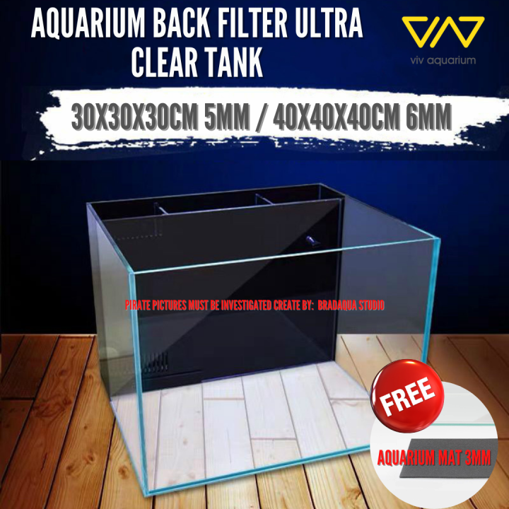 VIV Ultra Clear Aquarium Fish Tank Back Filter Cube Tank 30cm/ 40cm ...