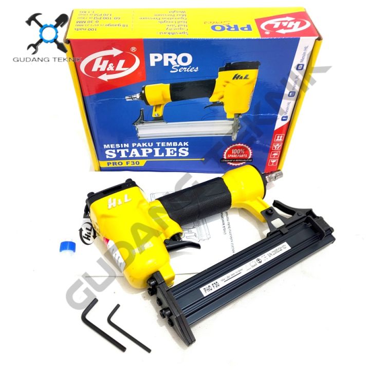 Mesin Paku Tembak Air Nailer Staples Angin HNL F30 / Alat Tembak Paku ...