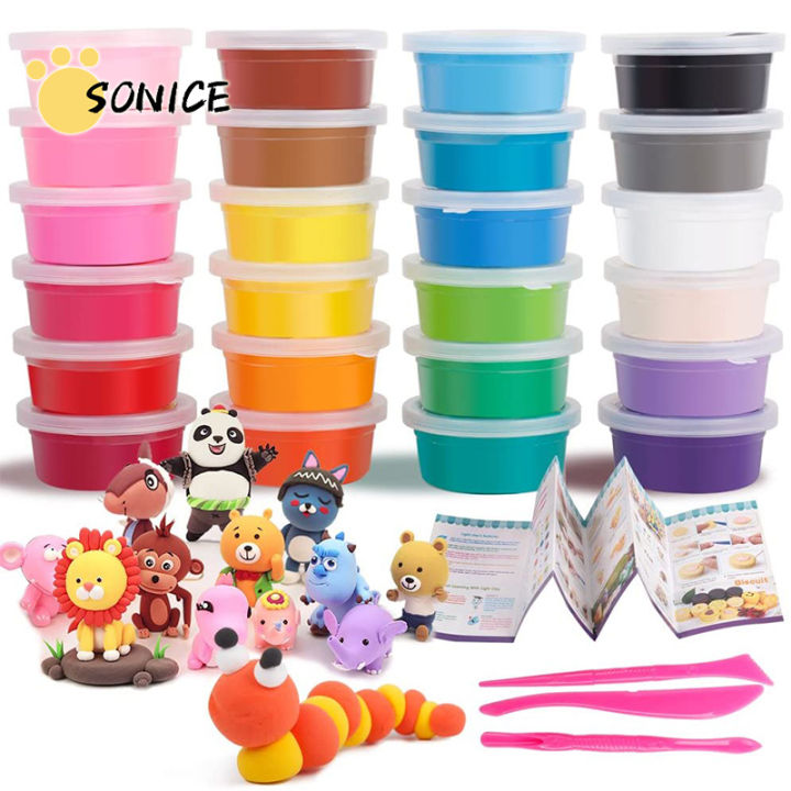 Sonice 24 Colors Air Dry Clay Magical Kids DIY Art Craft Clay Ultra Light Modeling Clay Artist ...