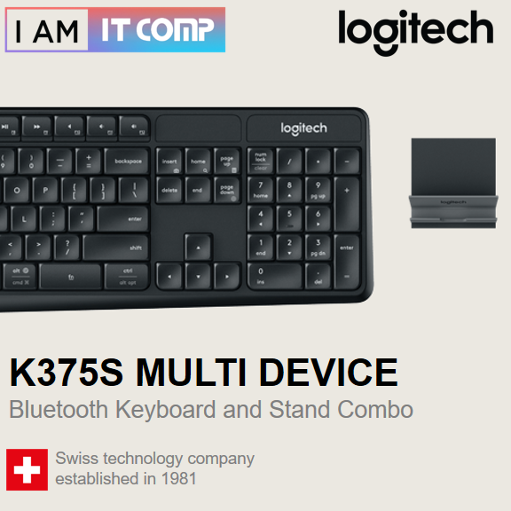 Logitech K375s Multi-Device Wireless Keyboard and Stand Combo - Black | Lazada