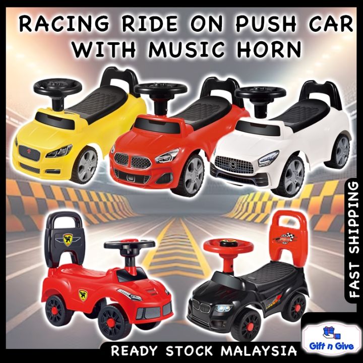 Racing Ride On Push Car with Music Horn Steering Wheel Race Super ...