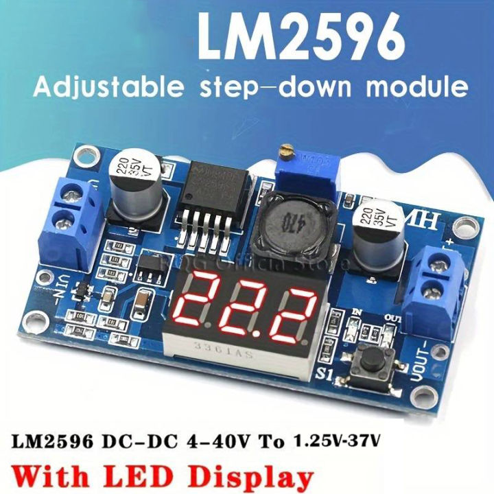 DIY LM2596 DC-DC Adjustable Buck Converter step down ตัวควบคุมแรงดันไฟฟ้า แบบปรับได้ พร้อมโวลต์ ...