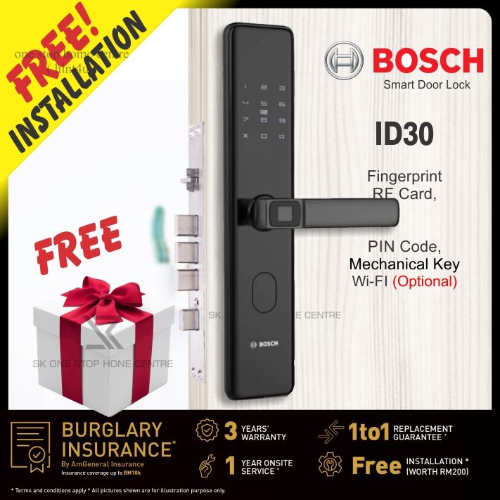 BOSCH ID30 Smart Digital Door Lock / Digital Lock / Door Lock with FREE ...