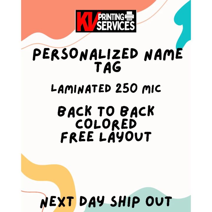 P.E.T. / PVC / Laminated Customized Name Tag (Back to back) | Lazada PH