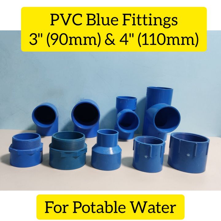 PVC Blue Fittings 3 inch (90mm) and 4 inch (110mm) diameter available ...