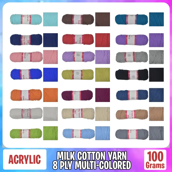 NextToy Crochet Yarn, Knitting Yarn 100g Milk Cotton Yarn Wool Yarn 8 ...