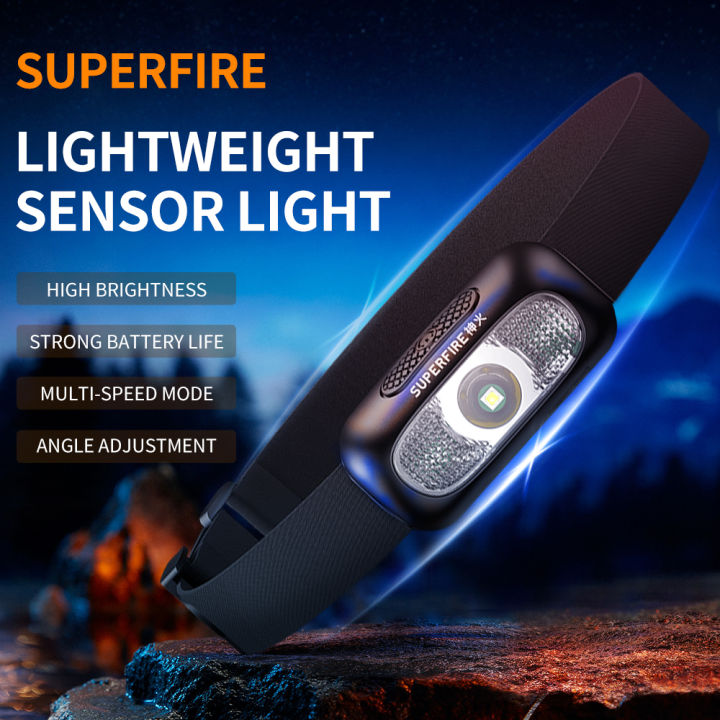 SUPERFIRE Headlamp Rechargeable EDC Headlight Mini Head Torch Light ...