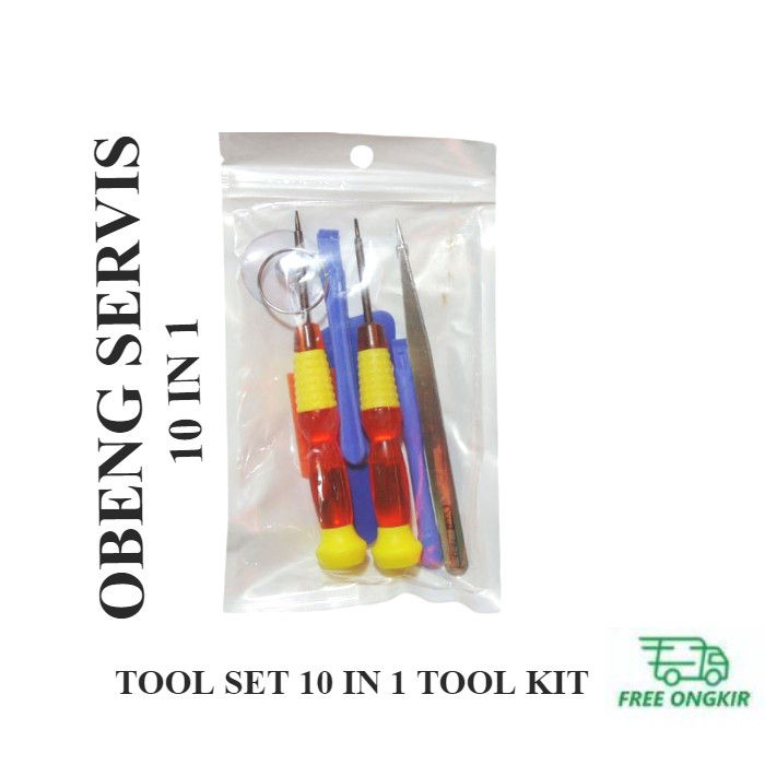 OBENG SERVIS TOOL SET 10 IN 1 TOOL KIT | Lazada Indonesia