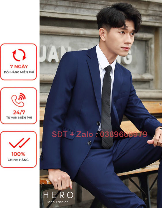 Bộ Vest Nam Cao Cấp 2 Cúc màu tím than, Bộ suit nam cao cấp 2 khuy | Lazada.vn