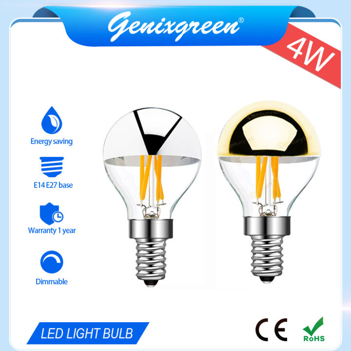 Led Filament Dimmable Top Silver Gold Light Bulb 4W Vintage E14 E27 ...