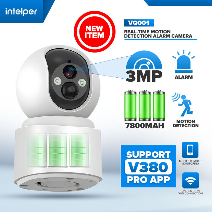 V380 VQ001 3MP Wi-Fi Security Camera with Built-in Battery Powered ...
