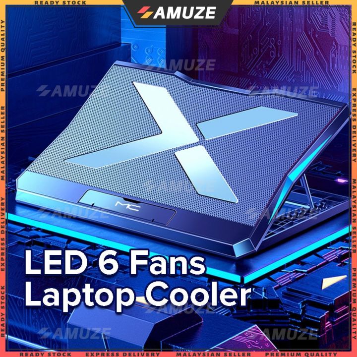 MC Q3 Gaming Laptop Cooler with 6 Fans Adjustable Height Laptop ...
