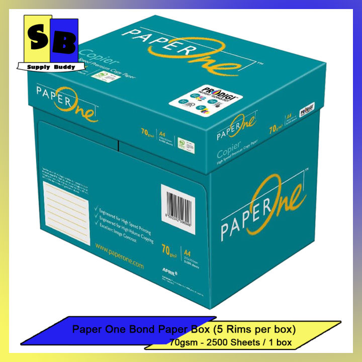 Paper One Bond Paper Box ( Short / A4 / Long ) 70gsm - 5 reams per box ...