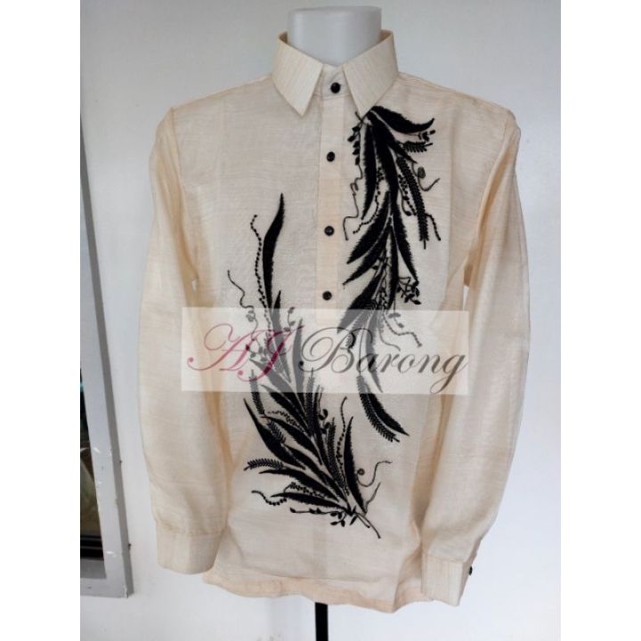 Barong tagalog feather black burda chinese and sport collar | Lazada PH