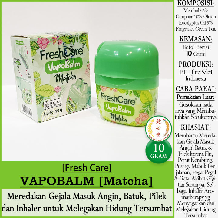 FRESH CARE VAPOBALM [MATCHA] [10 Gram] dengan Double Inhaler Meredakan ...
