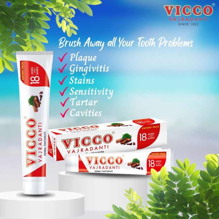 VICCO Original Herbal Toothpaste 100g (HALAL Certified, Fluoride - Free ...