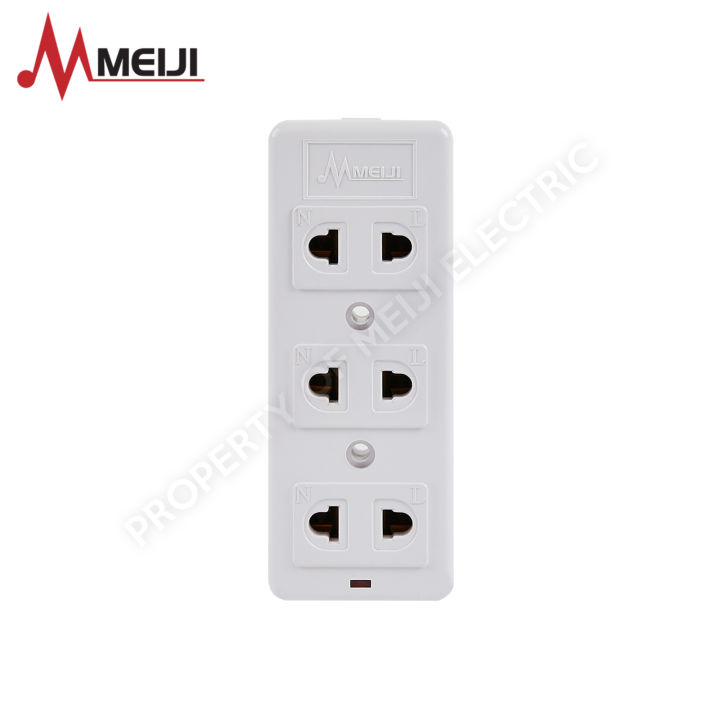 3 Gang Outlet Surface Type [Meiji Surface Type 3X Universal Outlet 10A ...